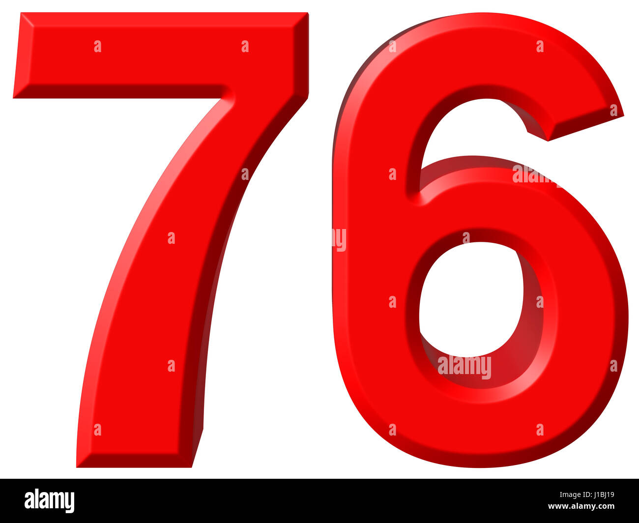 Numeral 76, seventy six,, isolated on white background, 3d render Stock ...