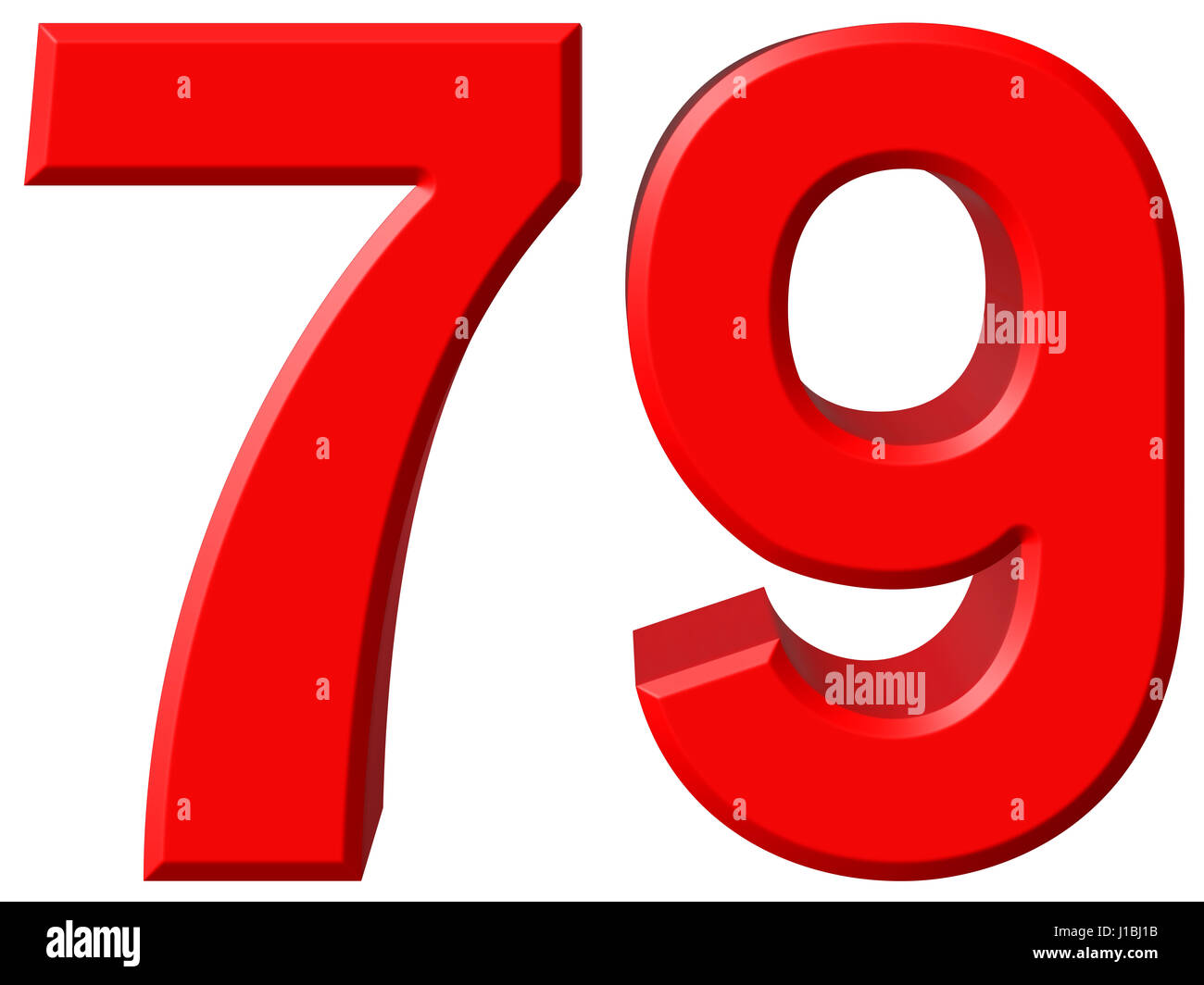 Numeral 79, seventy nine, isolated on white background, 3d render Stock ...