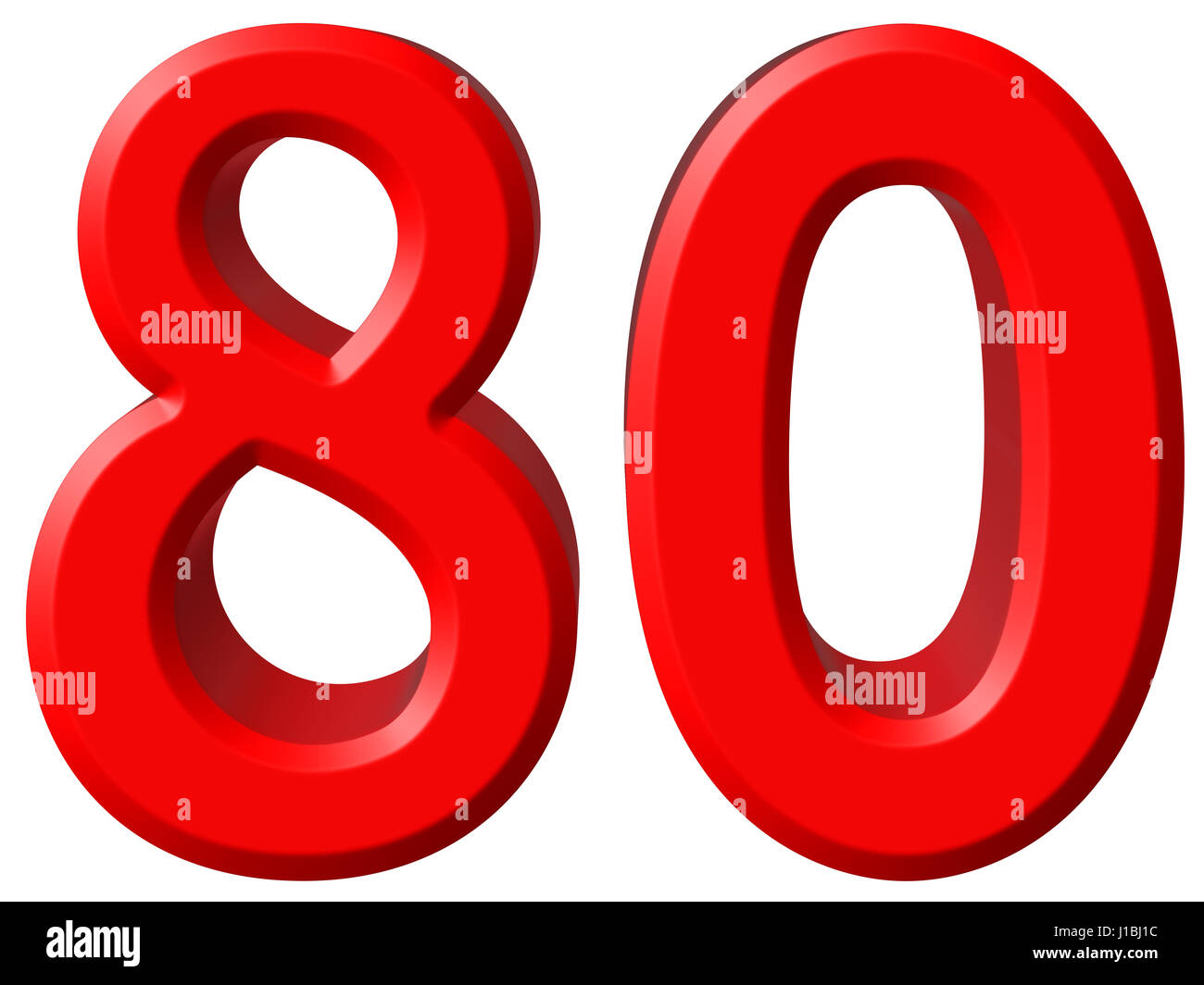 Numeral 80, eighty, isolated on white background, 3d render Stock Photo ...