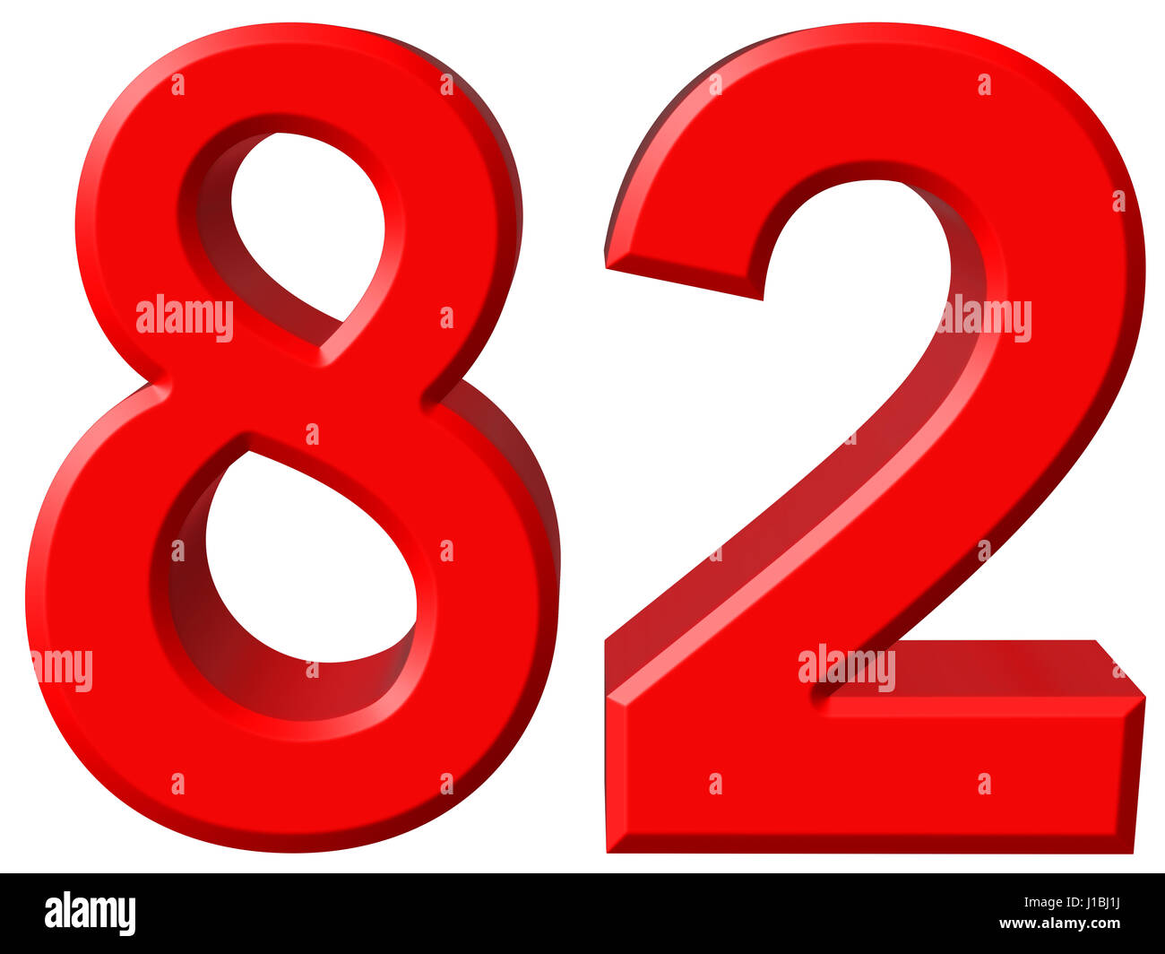 Numeral 82, eighty two, isolated on white background, 3d render Stock ...