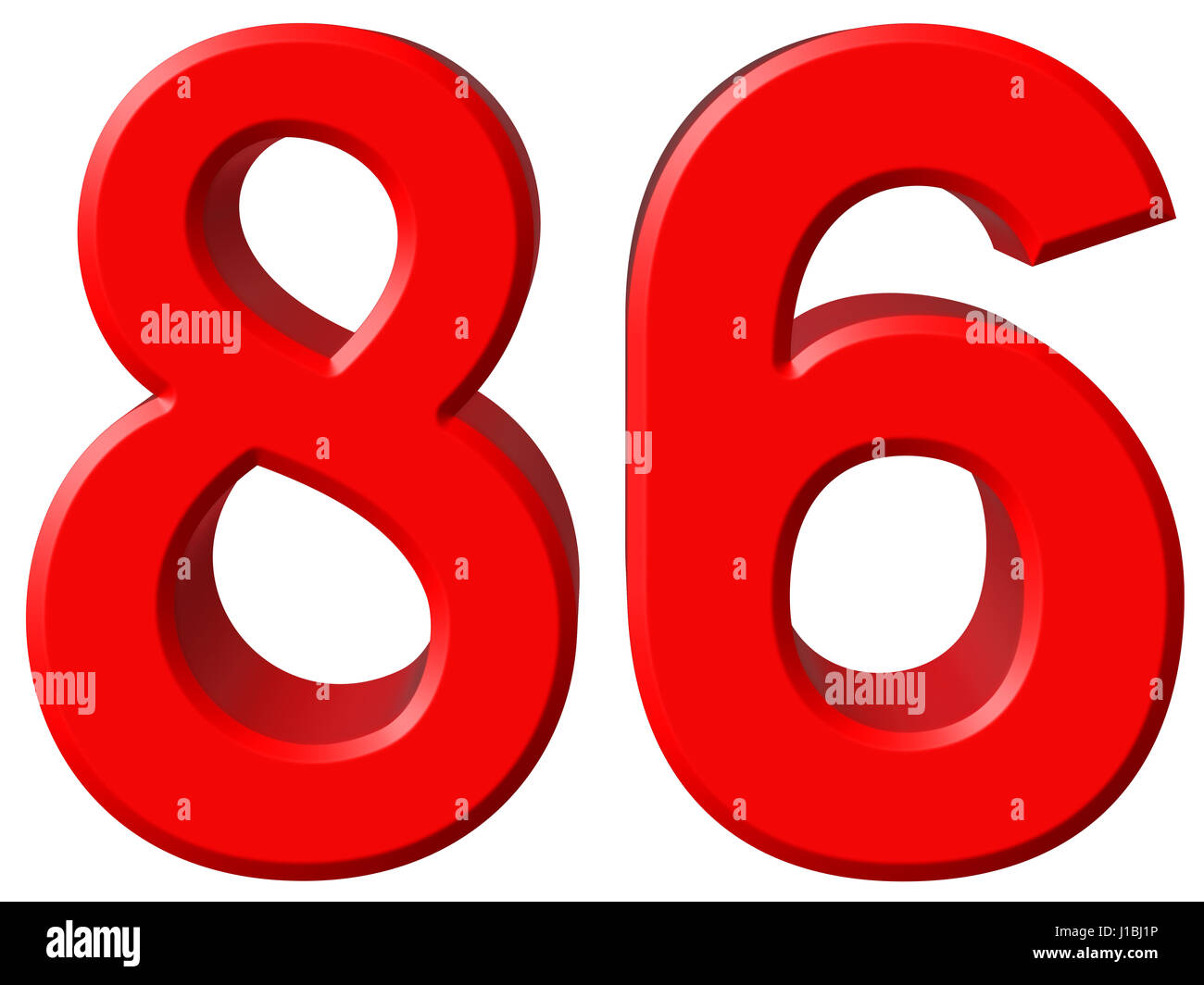 Numeral 86, eighty six, isolated on white background, 3d render Stock ...