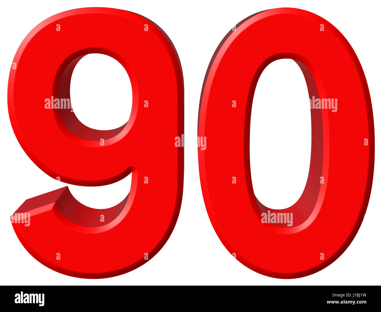Numeral 90, ninety, isolated on white background, 3d render Stock Photo ...