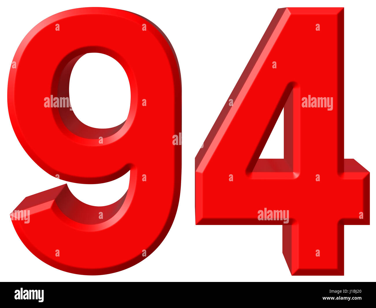 Numeral 94, ninety four, isolated on white background, 3d render Stock ...