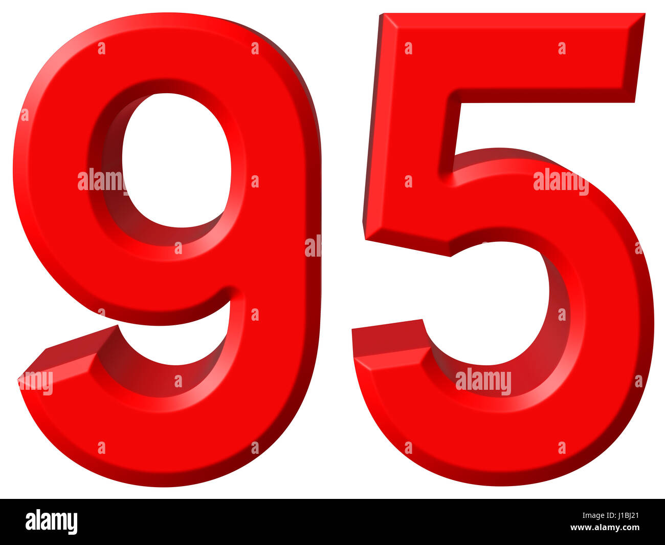 Numeral 95, ninety five, isolated on white background, 3d render Stock ...