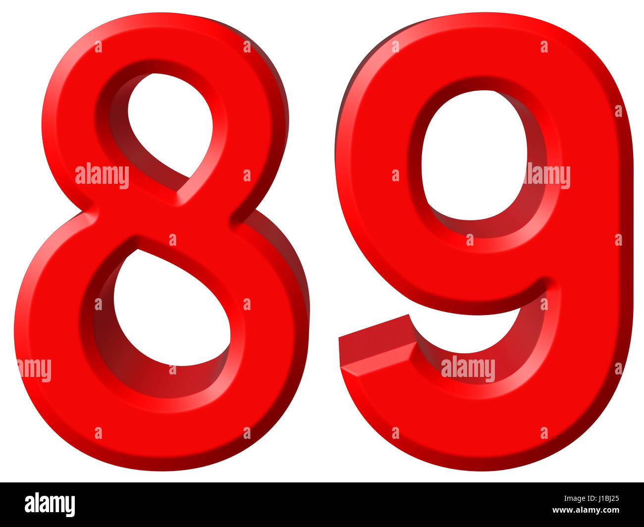 Numeral 89, eighty nine, isolated on white background, 3d render Stock ...