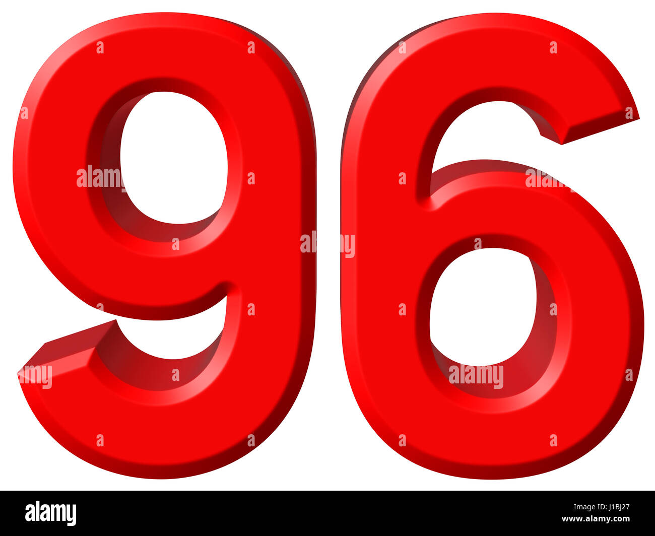Numeral 96, ninety six, isolated on white background, 3d render Stock ...