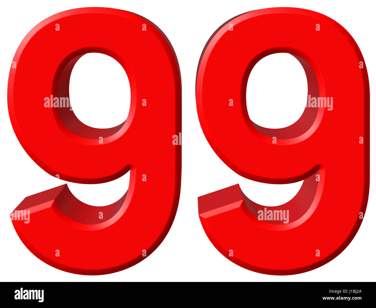 Numeral 99, ninety nine, isolated on white background, 3d render Stock Photo - Alamy