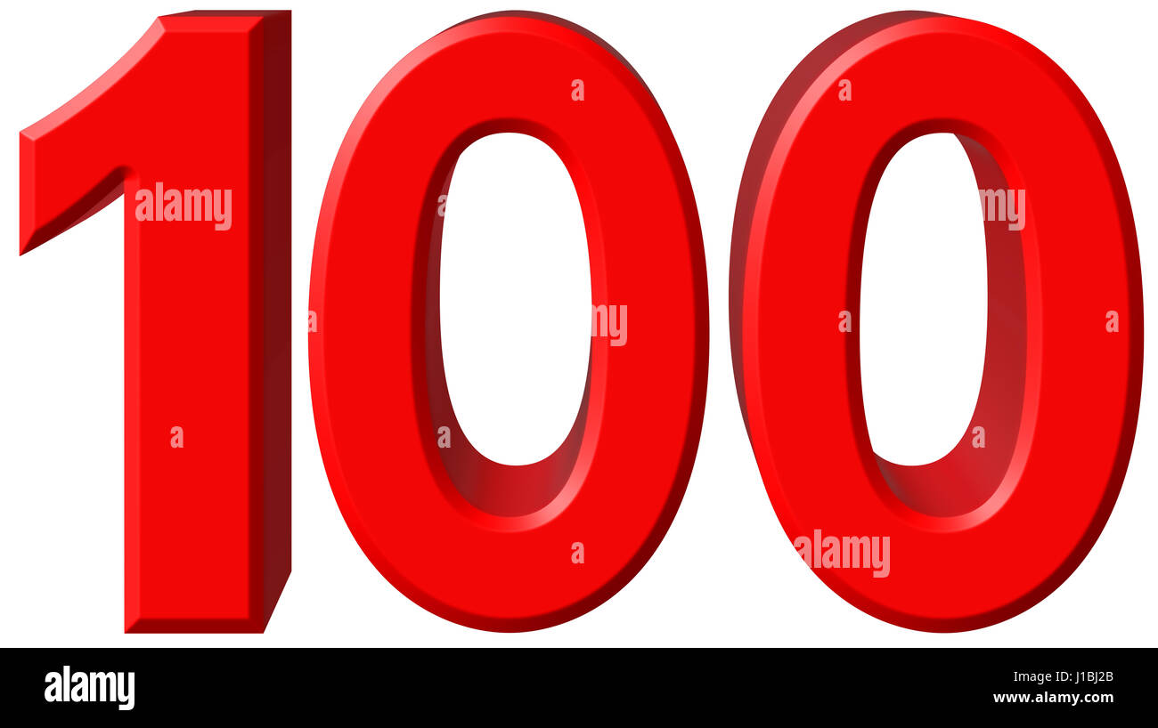 Numeral 100, one hundred, isolated on white background, 3d render Stock ...