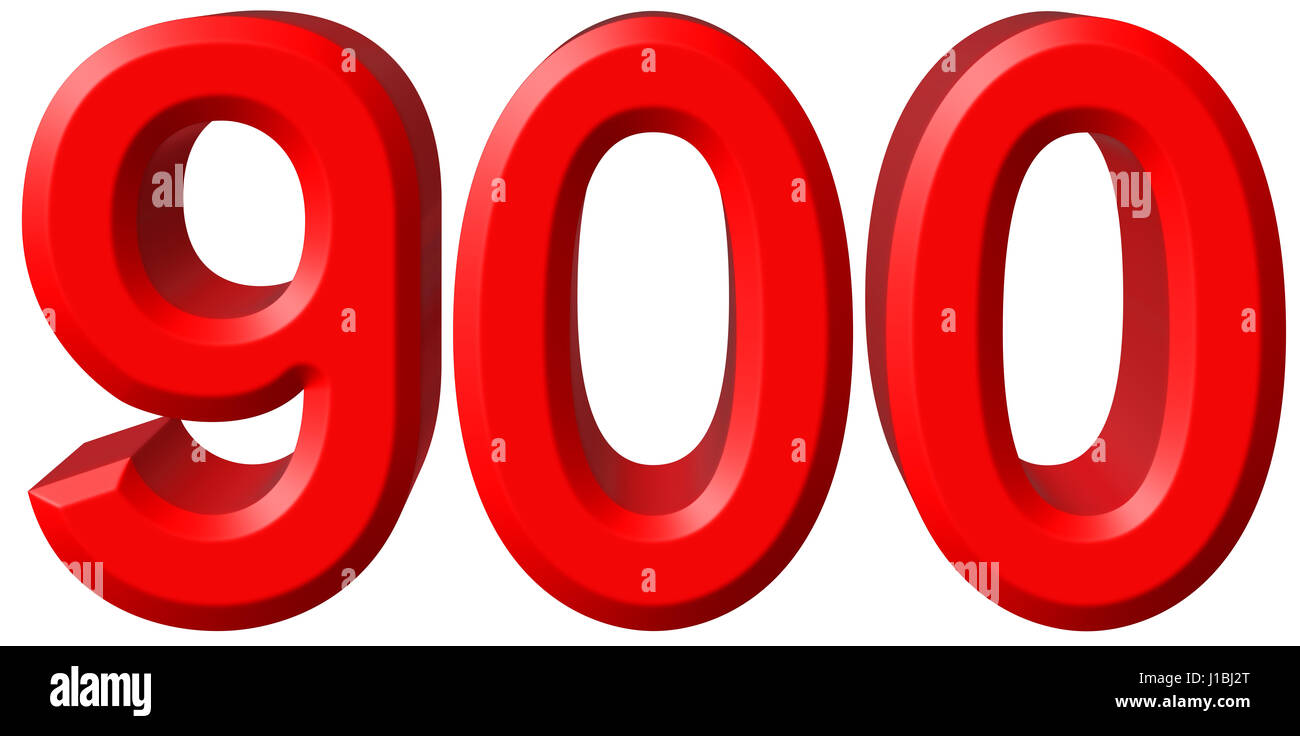 Numeral 900, nine hundred, isolated on white background, 3d render ...