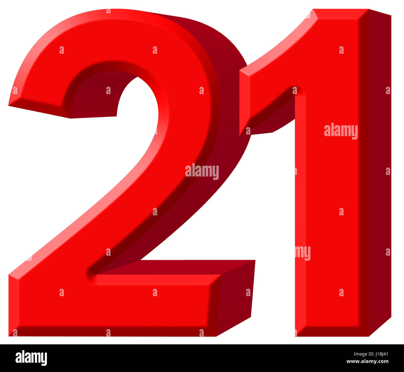 Numeral 21, twenty one, isolated on white background, 3d render Stock ...