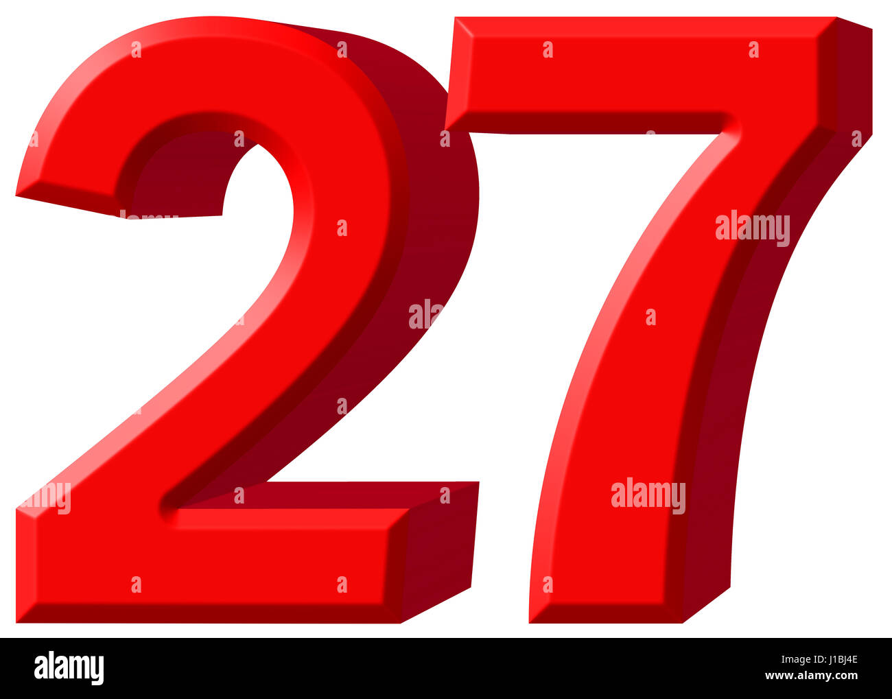 Numeral 27, twenty seven, isolated on white background, 3d render Stock ...