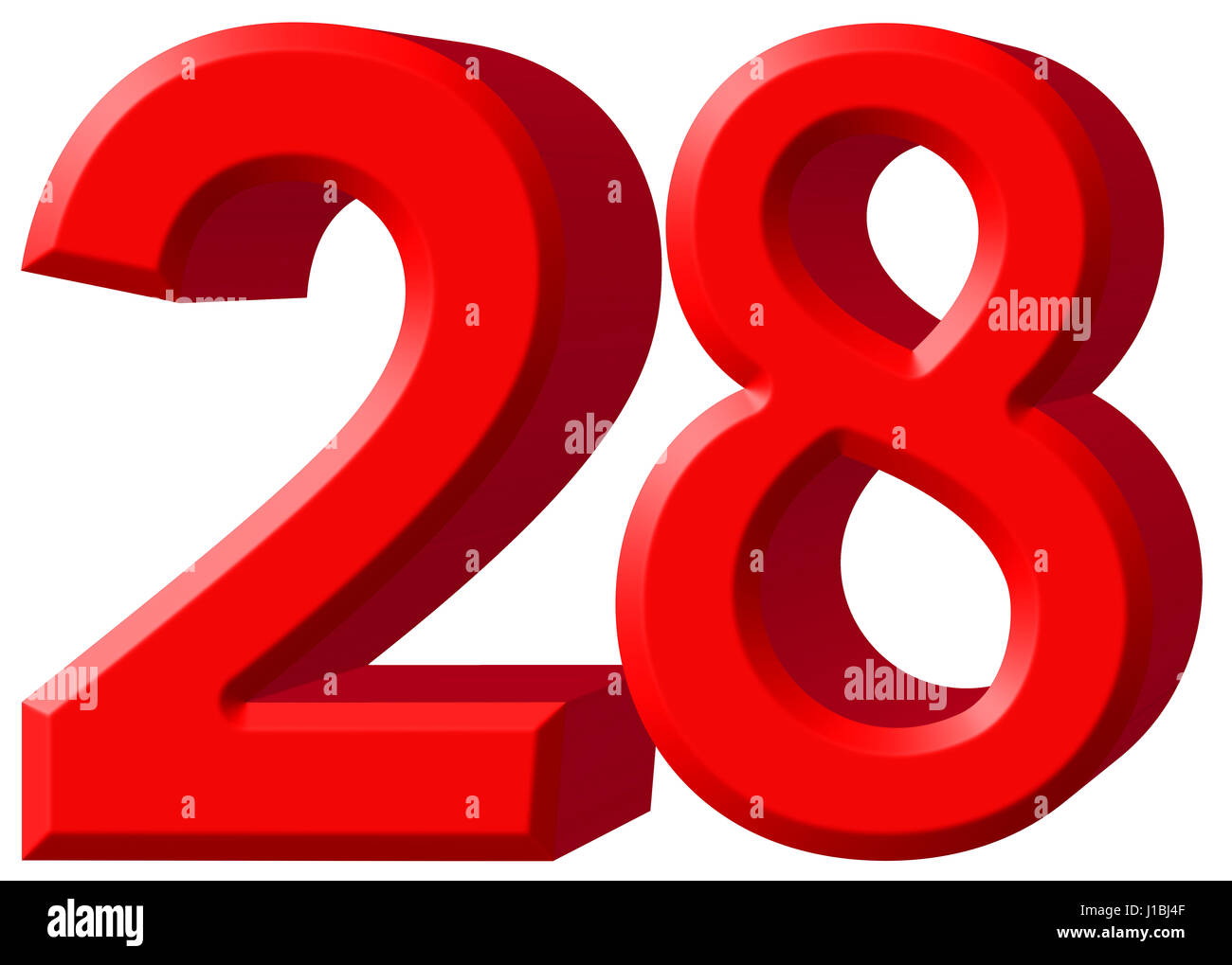 Numeral 28, twenty eighte, isolated on white background, 3d render ...