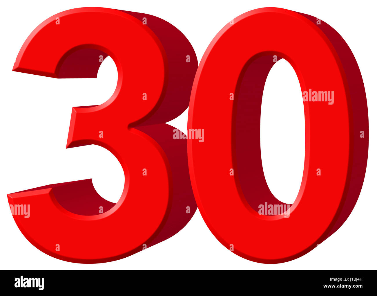 Numeral 30, thirty, isolated on white background, 3d render Stock Photo ...