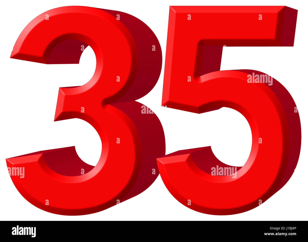 Numeral 35, thirty five, isolated on white background, 3d render Stock ...