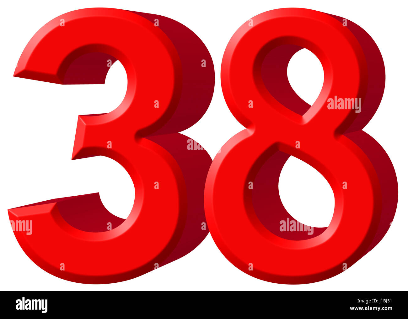 Numeral 38, thirty eight, isolated on white background, 3d render Stock ...