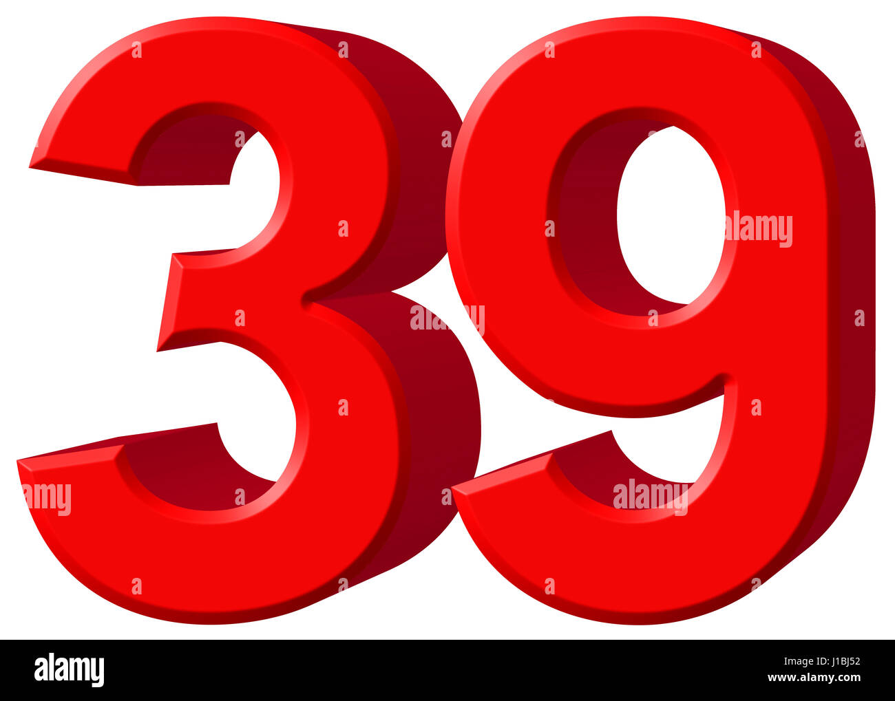 Numeral 39, thirty nine, isolated on white background, 3d render Stock ...