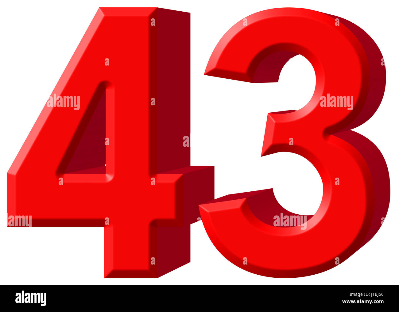 Numeral 43, forty three, isolated on white background, 3d render Stock ...