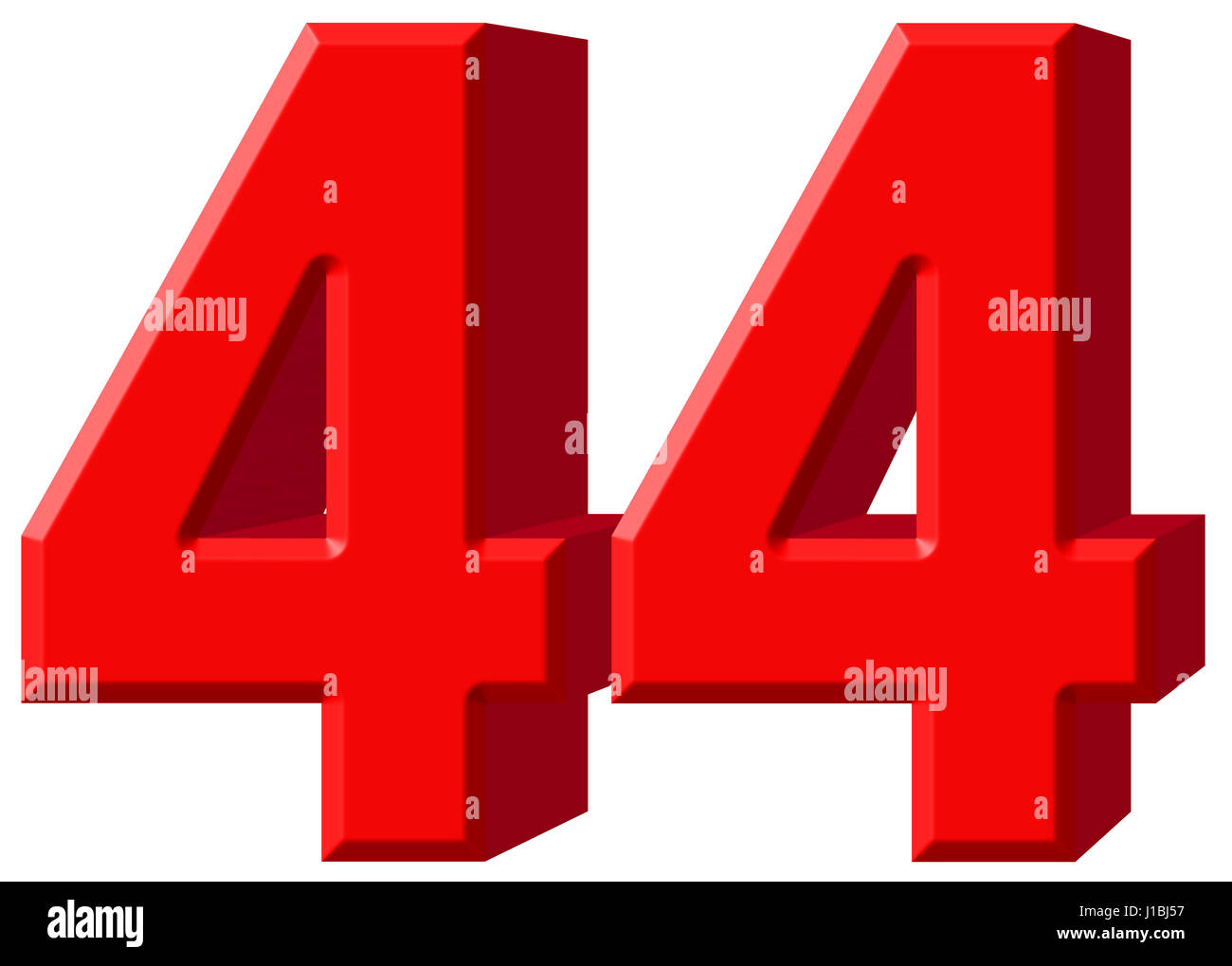 Numeral 44, forty four, isolated on white background, 3d render Stock ...