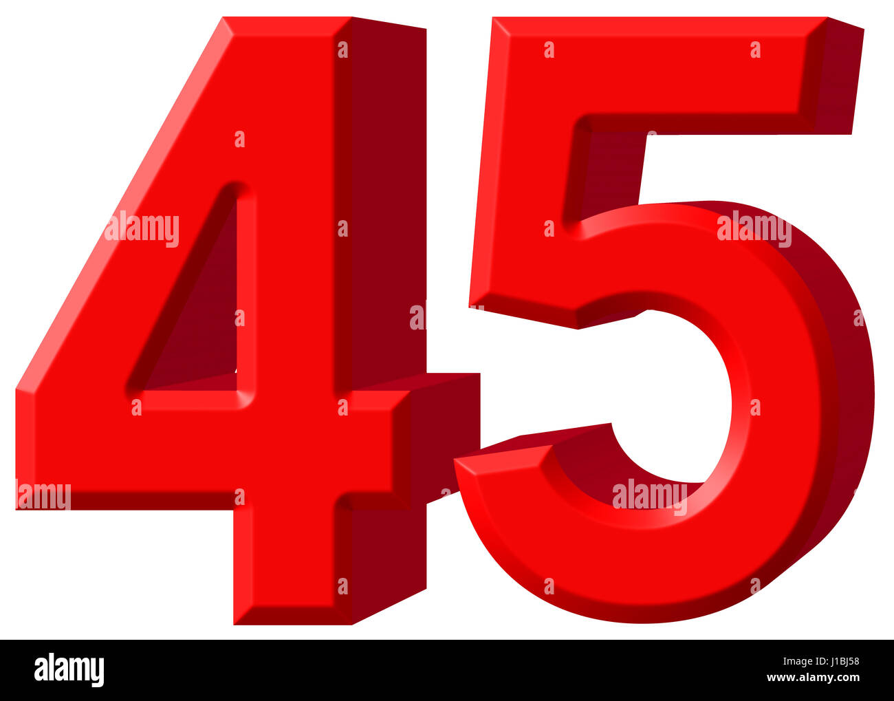 Numeral 45, forty five, isolated on white background, 3d render Stock ...
