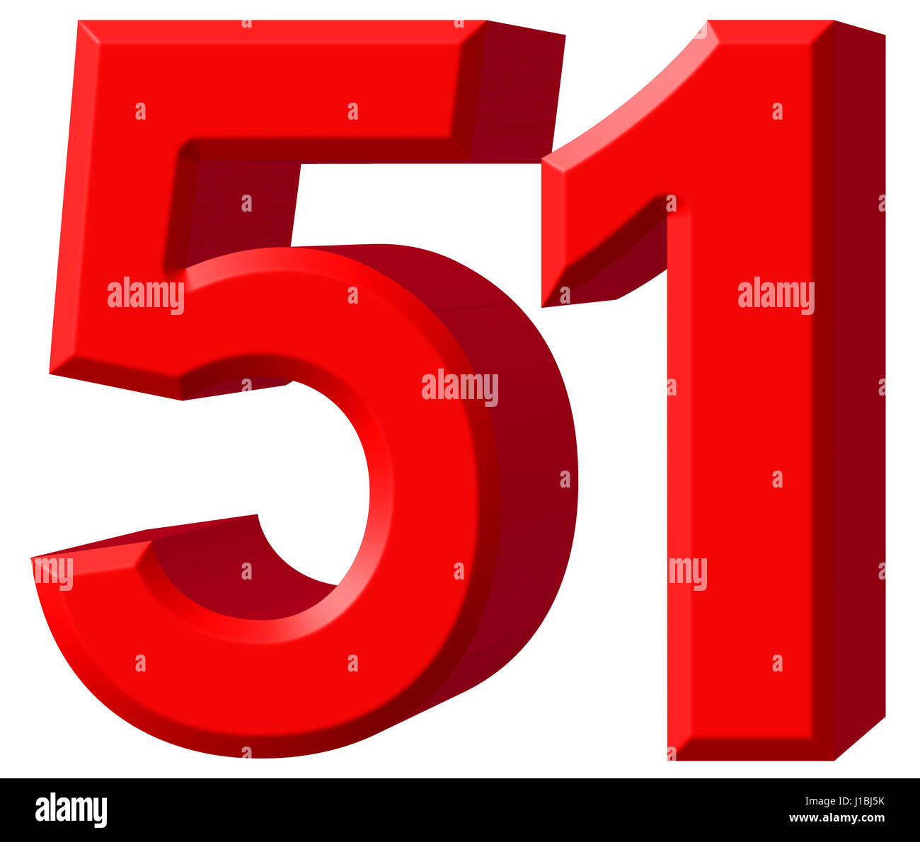 Numeral 51, fifty one, isolated on white background, 3d render Stock ...