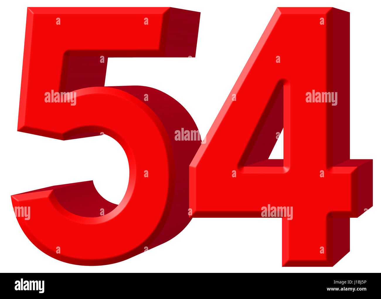 Numeral 54, fifty four, isolated on white background, 3d render Stock ...