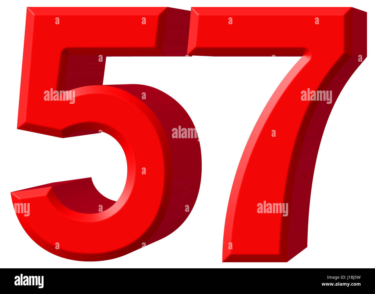 Numeral 57, fifty seven, isolated on white background, 3d render Stock ...