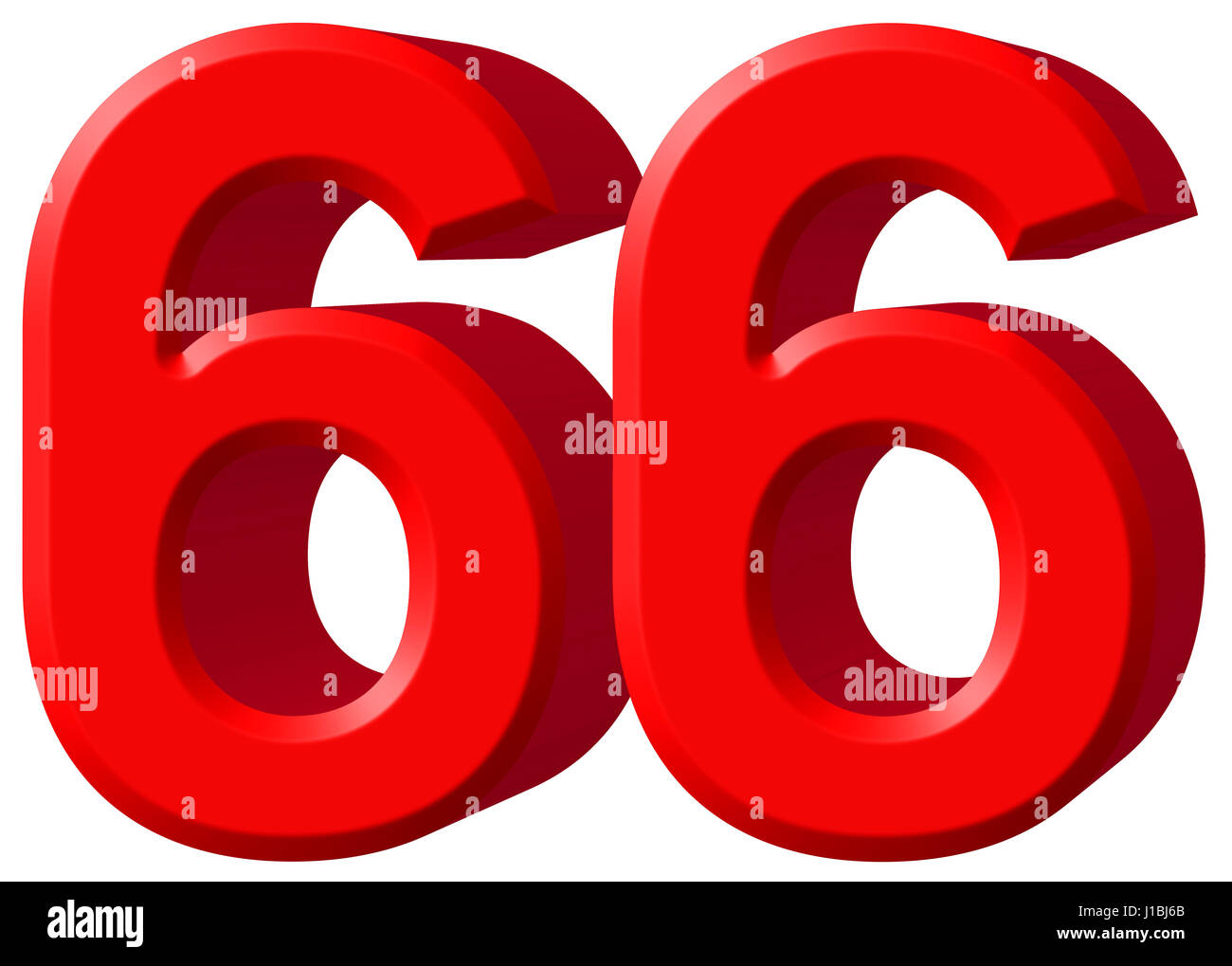 Numeral 66, sixty six, isolated on white background, 3d render Stock ...