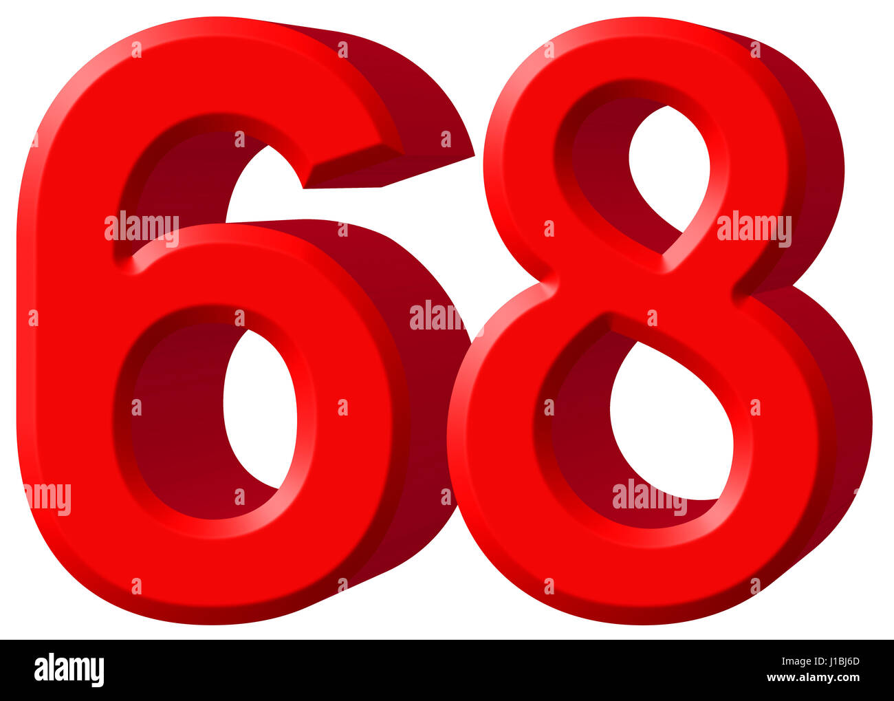 Numeral 68, sixty eight, isolated on white background, 3d render Stock ...