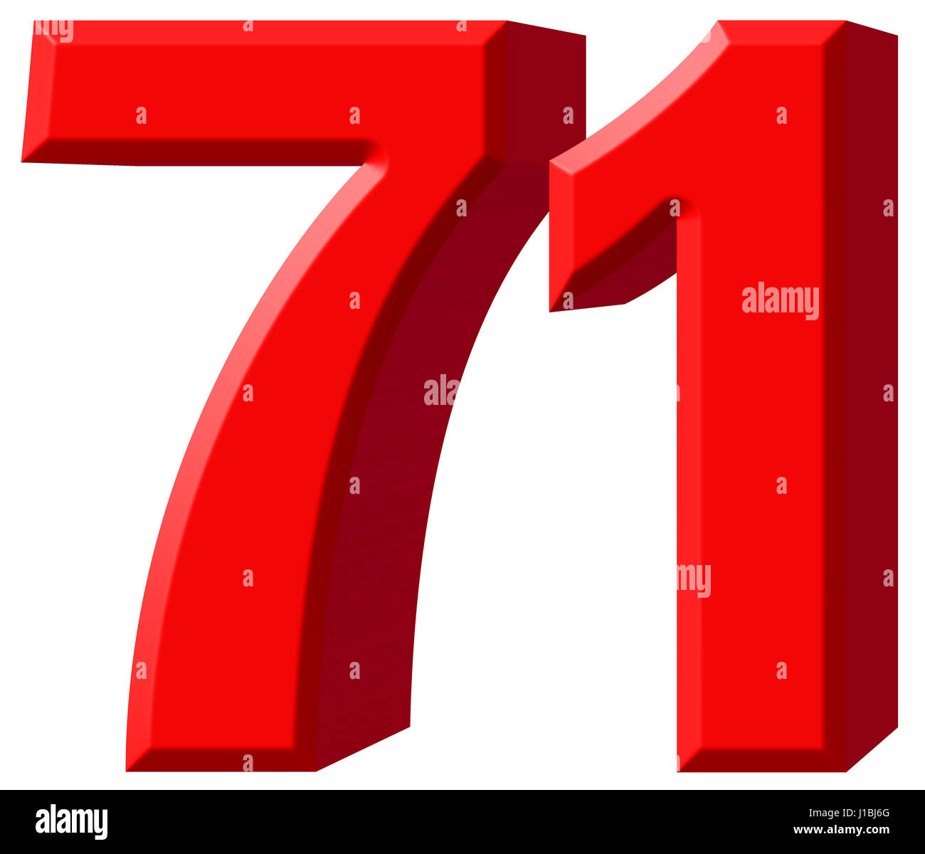 Numeral 71, seventy one, isolated on white background, 3d render Stock ...