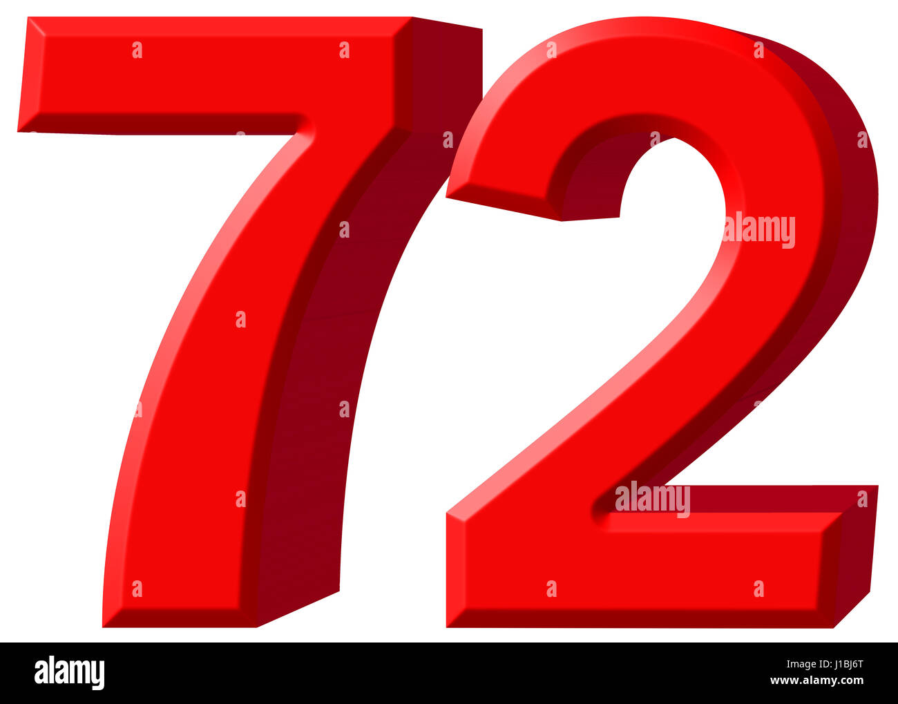 Numeral 72, seventy two, isolated on white background, 3d render Stock ...