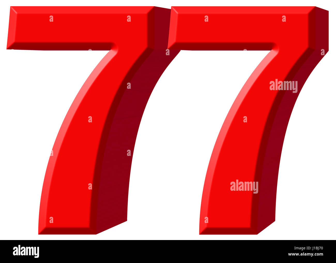Numeral 77, seventy seven, isolated on white background, 3d render ...