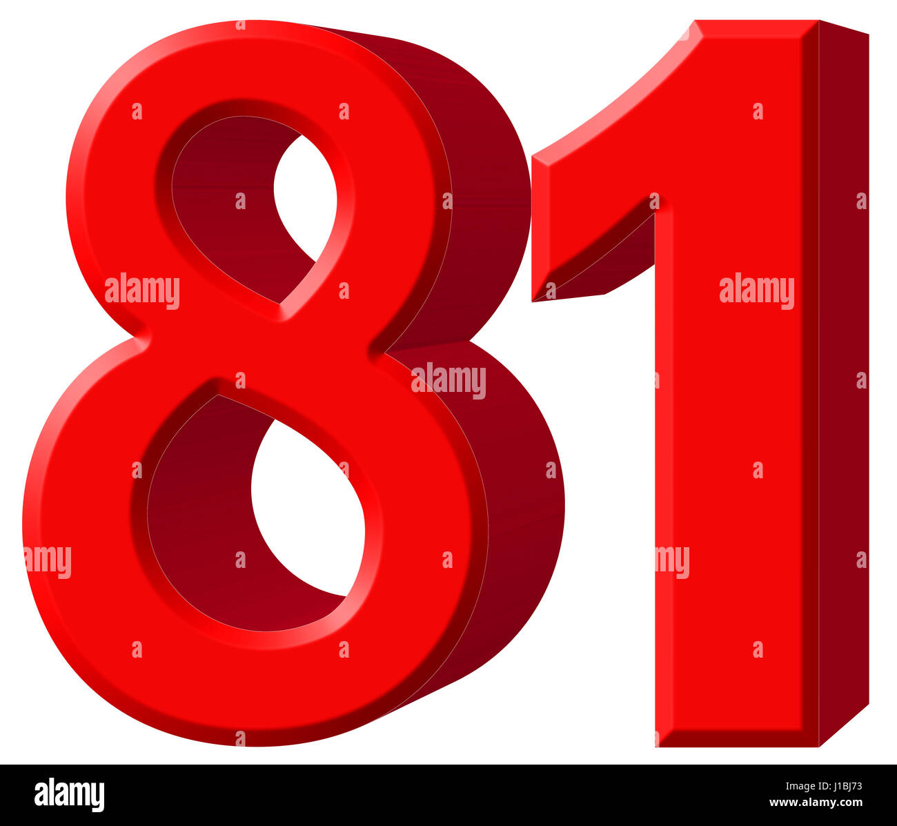 Numeral 81, eighty one, isolated on white background, 3d render Stock ...