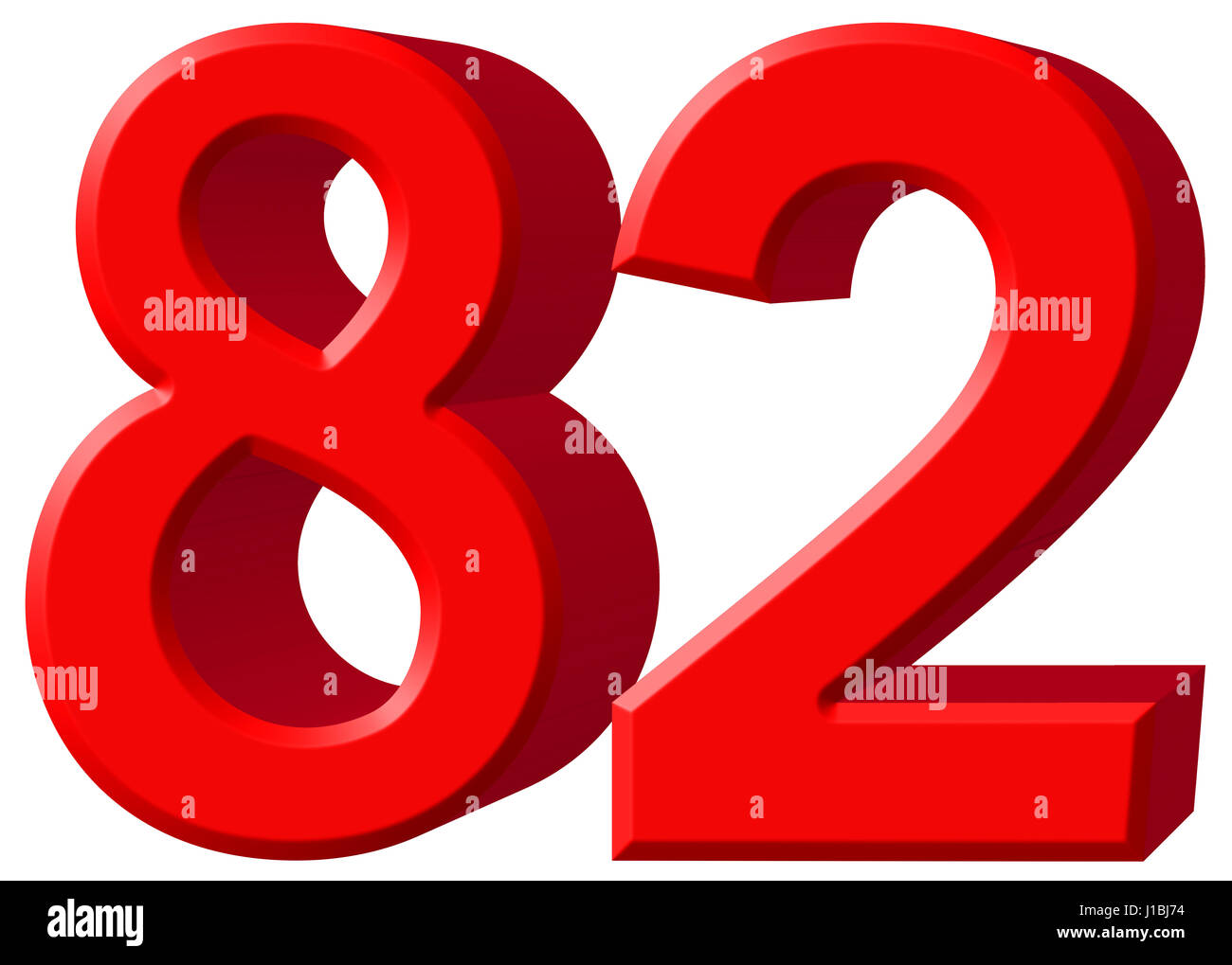 Numeral 82, eighty two, isolated on white background, 3d render Stock ...