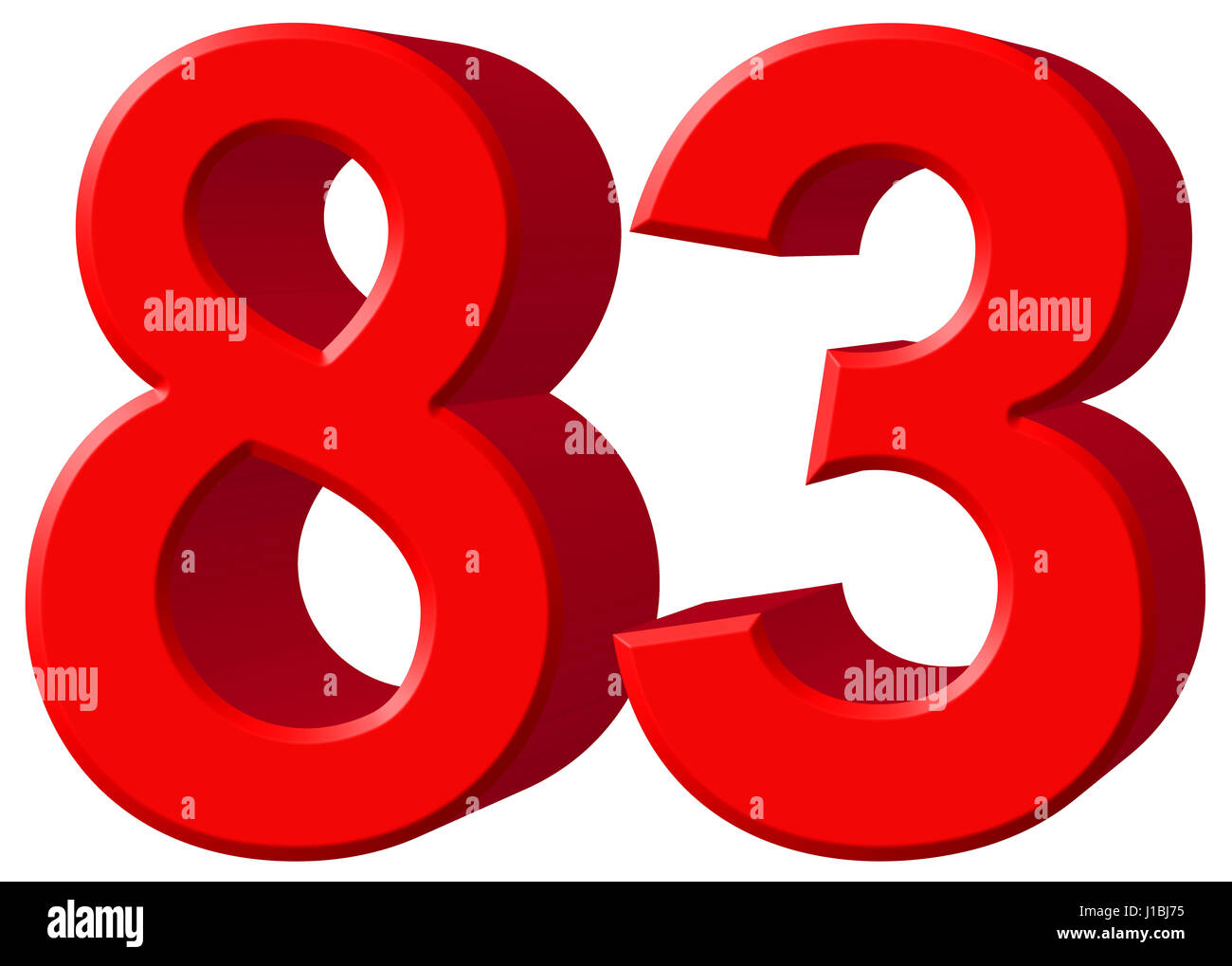 Numeral 83, eighty three, isolated on white background, 3d render Stock ...