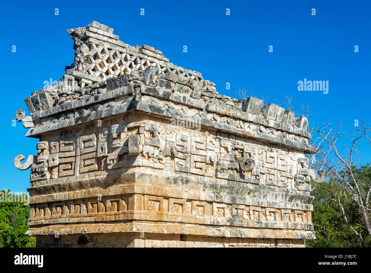Architecture in Chichen Itza in Mexico. The building is known as the ...