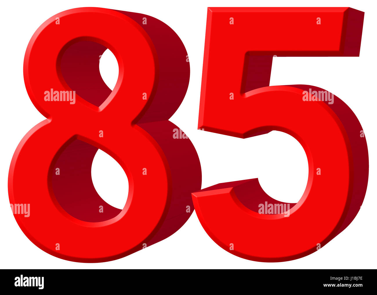 Numeral 85, eighty five, isolated on white background, 3d render Stock ...