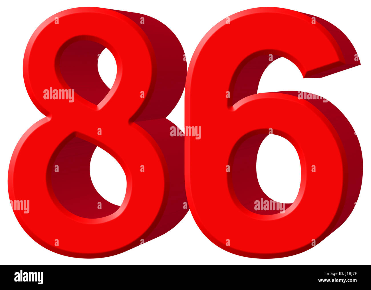 Numeral 86, eighty six, isolated on white background, 3d render Stock ...