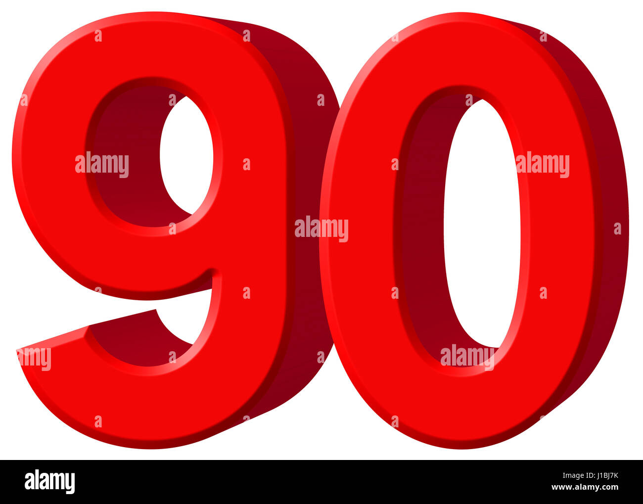 Numeral 90, ninety, isolated on white background, 3d render Stock Photo ...