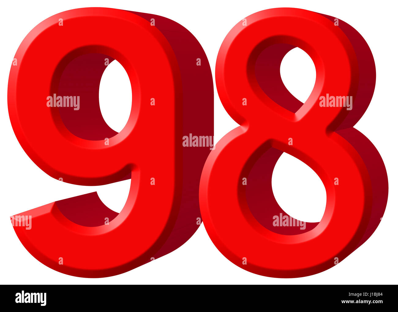 Numeral 98, ninety eight, isolated on white background, 3d render Stock ...