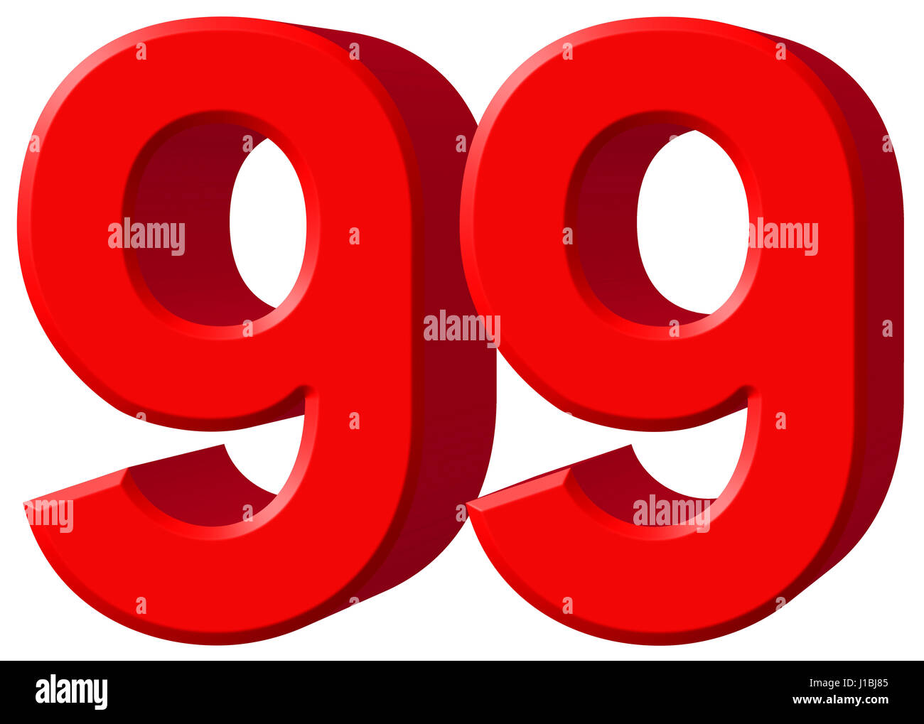 Numeral 99, ninety nine, isolated on white background, 3d render Stock Photo - Alamy