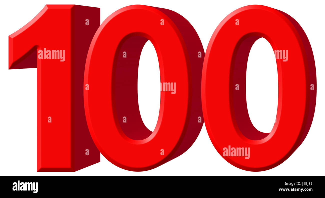 Numeral 100, one hundred, isolated on white background, 3d render Stock ...