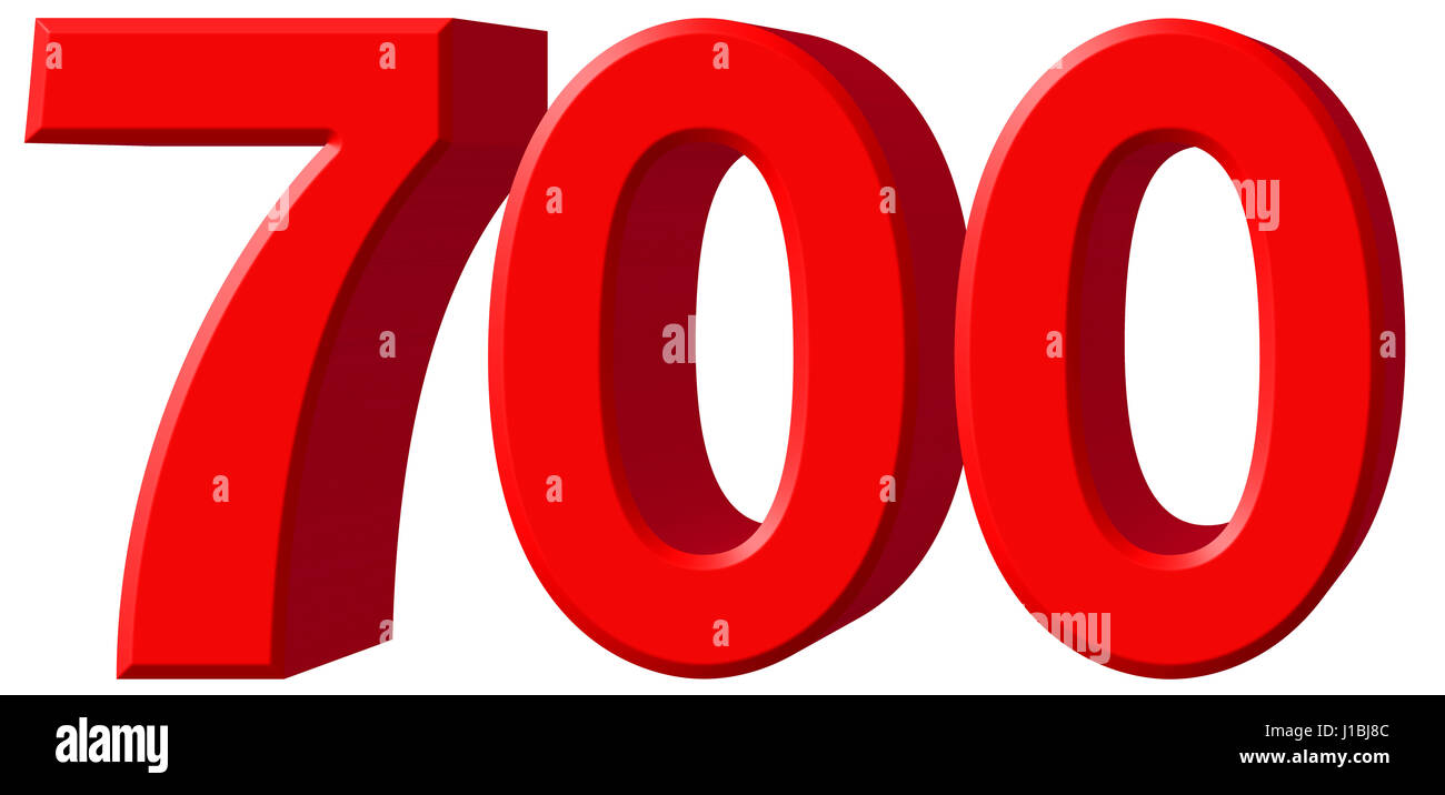 Numeral 700, seven hundred, isolated on white background, 3d render ...
