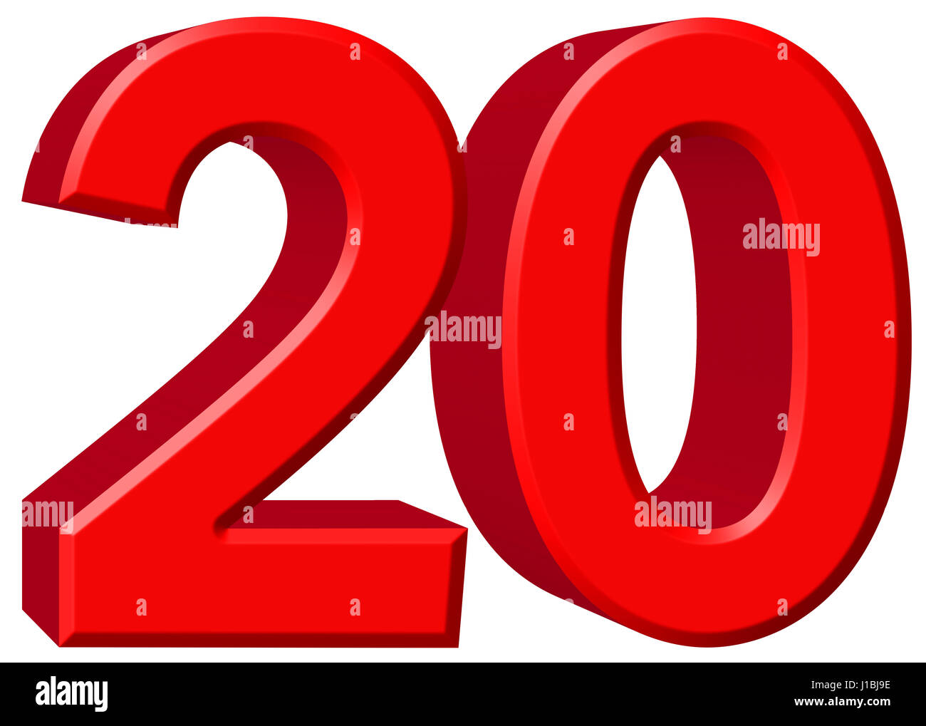 Numeral 20, twenty, isolated on white background, 3d render Stock Photo ...
