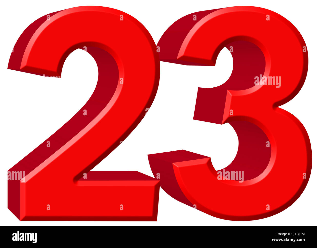 Numeral 23, twenty three, isolated on white background, 3d render Stock ...