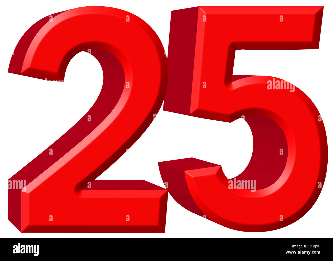 Numeral 25, twenty five, isolated on white background, 3d render Stock ...