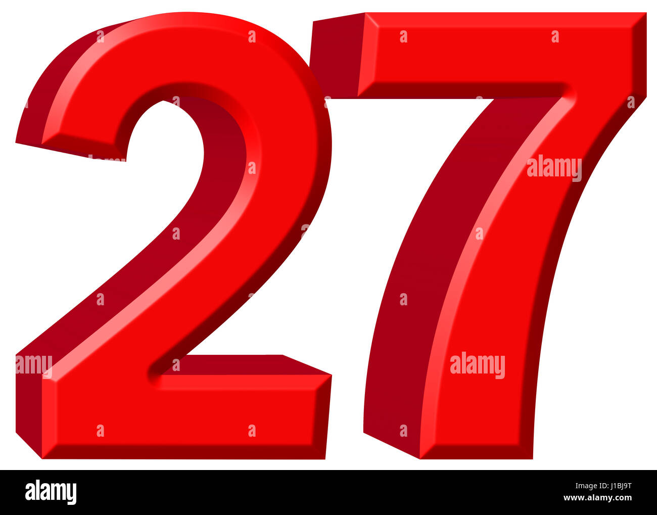 Numeral 27, twenty seven, isolated on white background, 3d render Stock ...