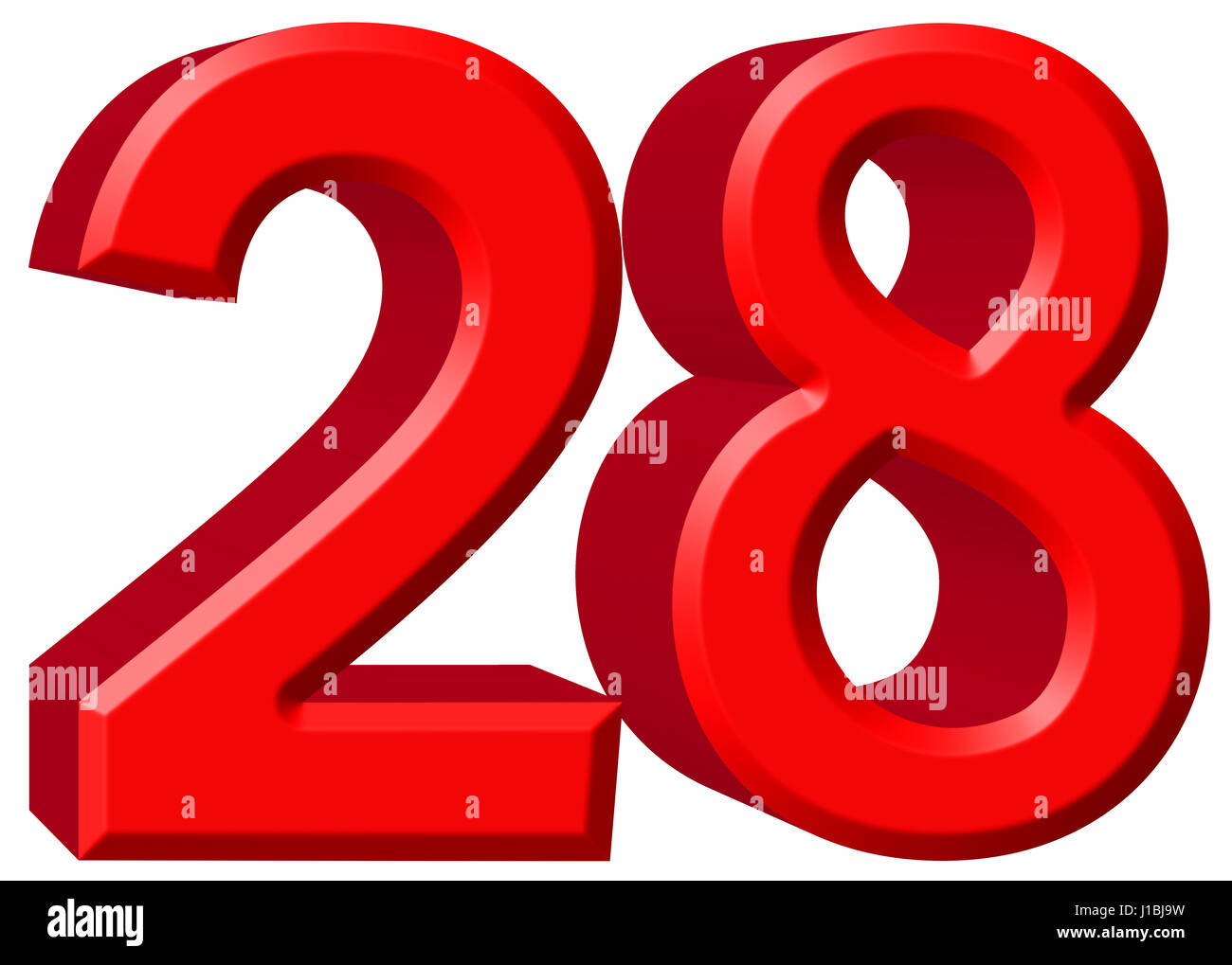 Numeral 28, twenty eighte, isolated on white background, 3d render ...