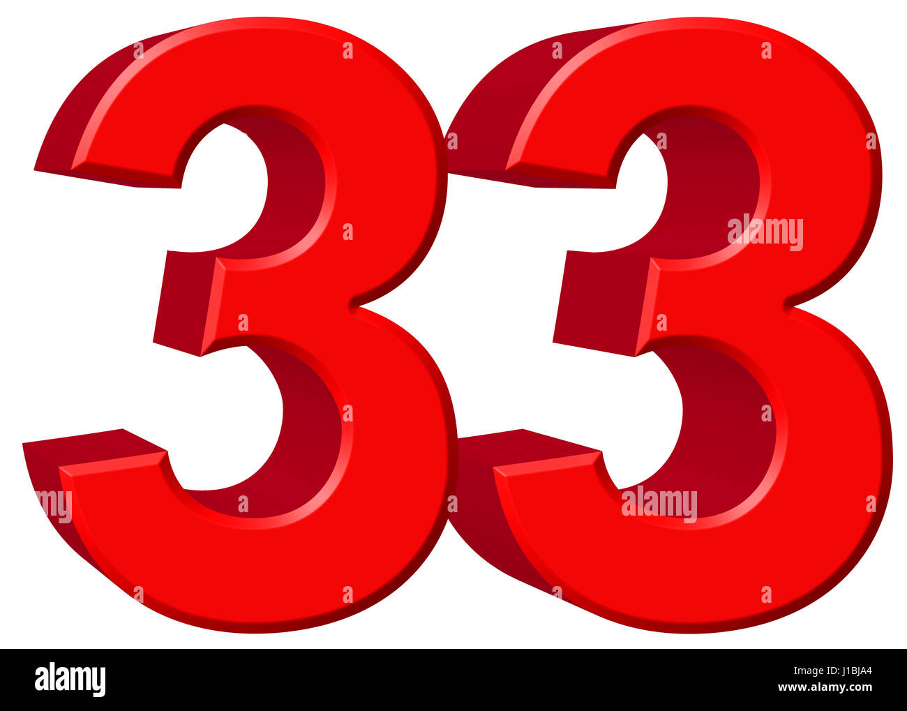 Numeral 33, thirty three, isolated on white background, 3d render Stock ...