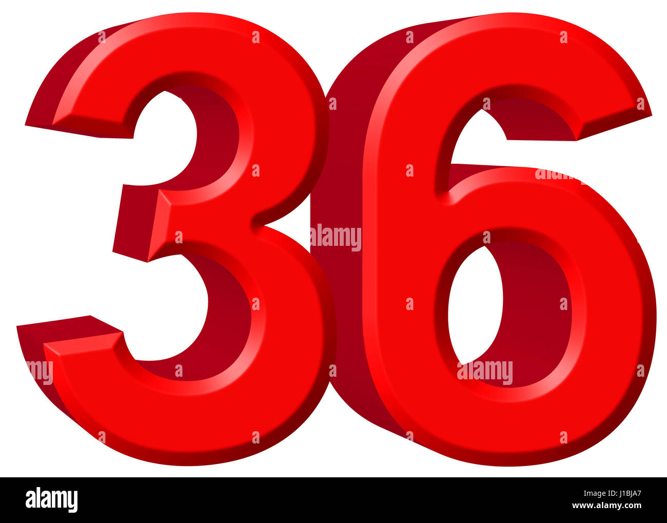 Numeral 36, thirty six, isolated on white background, 3d render Stock ...