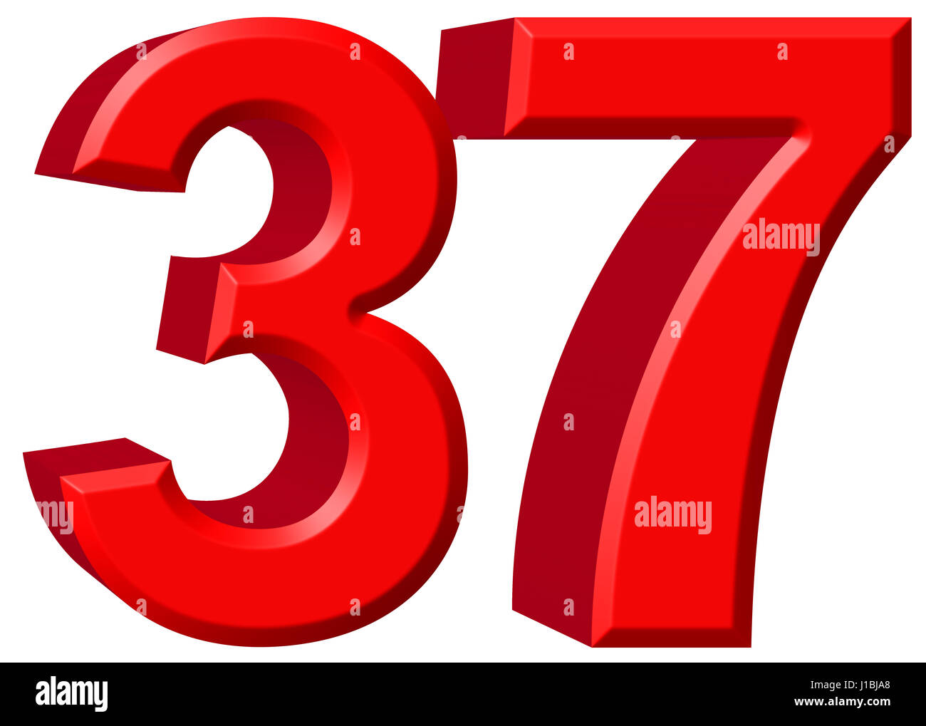 Numeral 37, thirty seven, isolated on white background, 3d render Stock ...